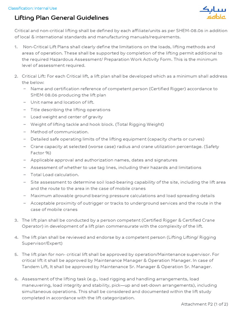 Lifting Plan General Guidelines | PDF | Crane (Machine) | Elevator
