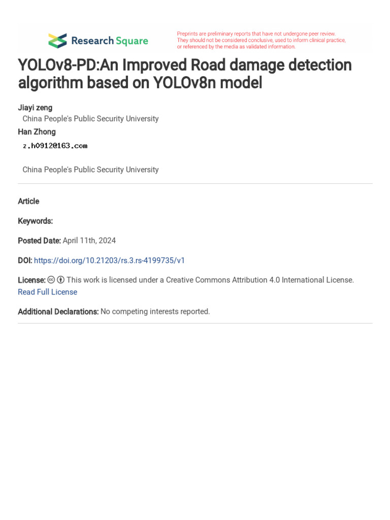 YOLOv8-PDAn Improved Road Damage Detection Algorit | PDF | Deep Learning | Road