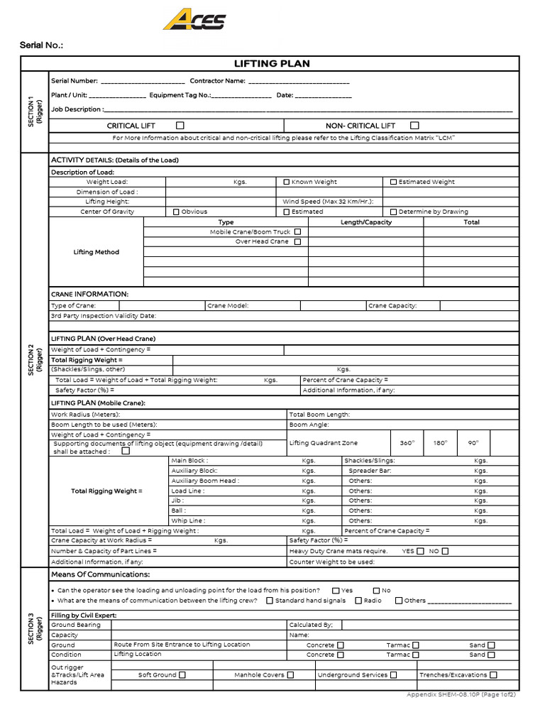 Lifting Plan | PDF | Crane (Machine)