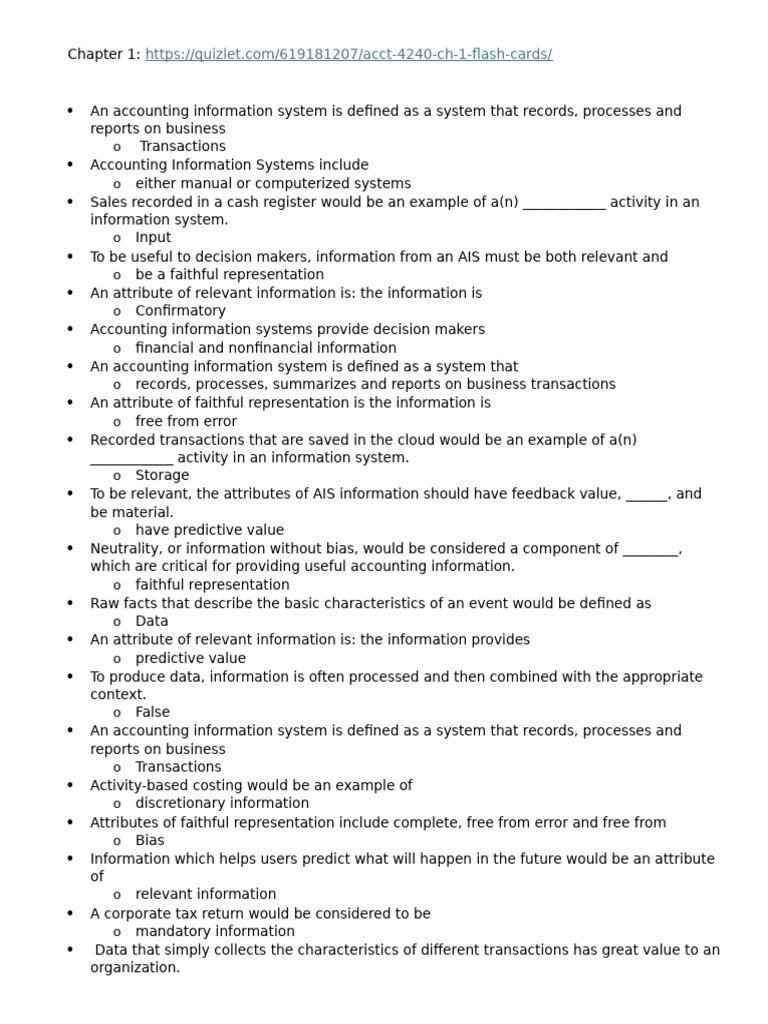 acct 307 - chapter 1 | PDF | Information | Logistics
