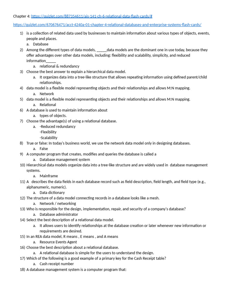 acct 307 - chapter 4 | PDF | Databases | Relational Model