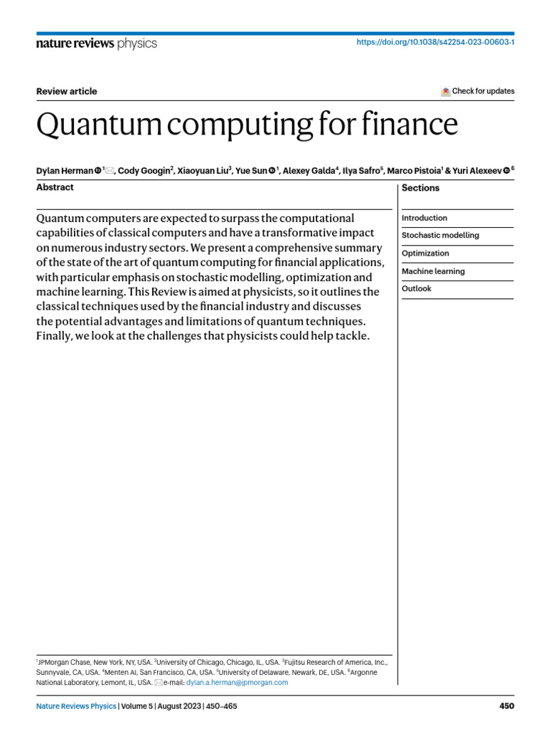 Quantum computing for finance | PDF | Partial Differential Equation ...