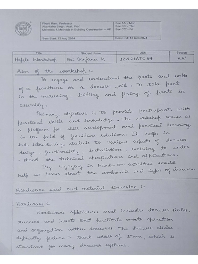 Hafele Workshop Report | PDF