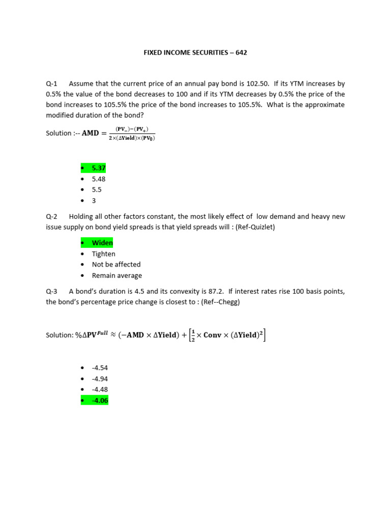 FIXED INCOME SECURITIES paper | PDF | Bond Duration | Bonds (Finance)