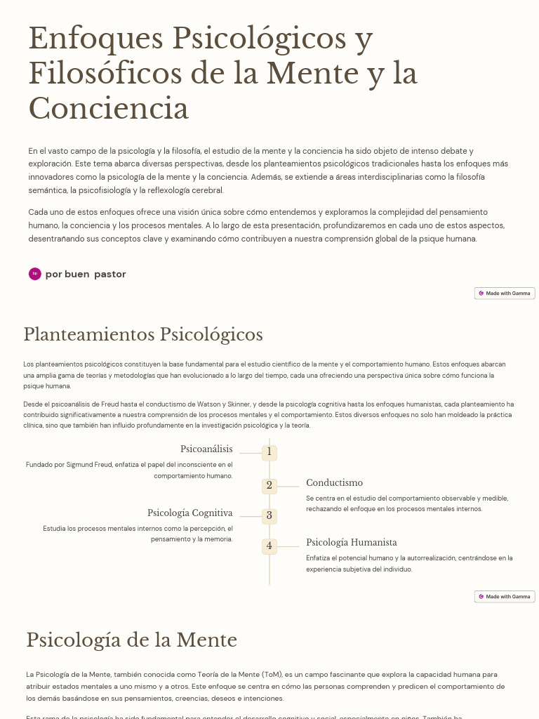 Enfoques Psicologicos y Filosoficos de La Mente y La Conciencia | PDF | Sicología | Mente