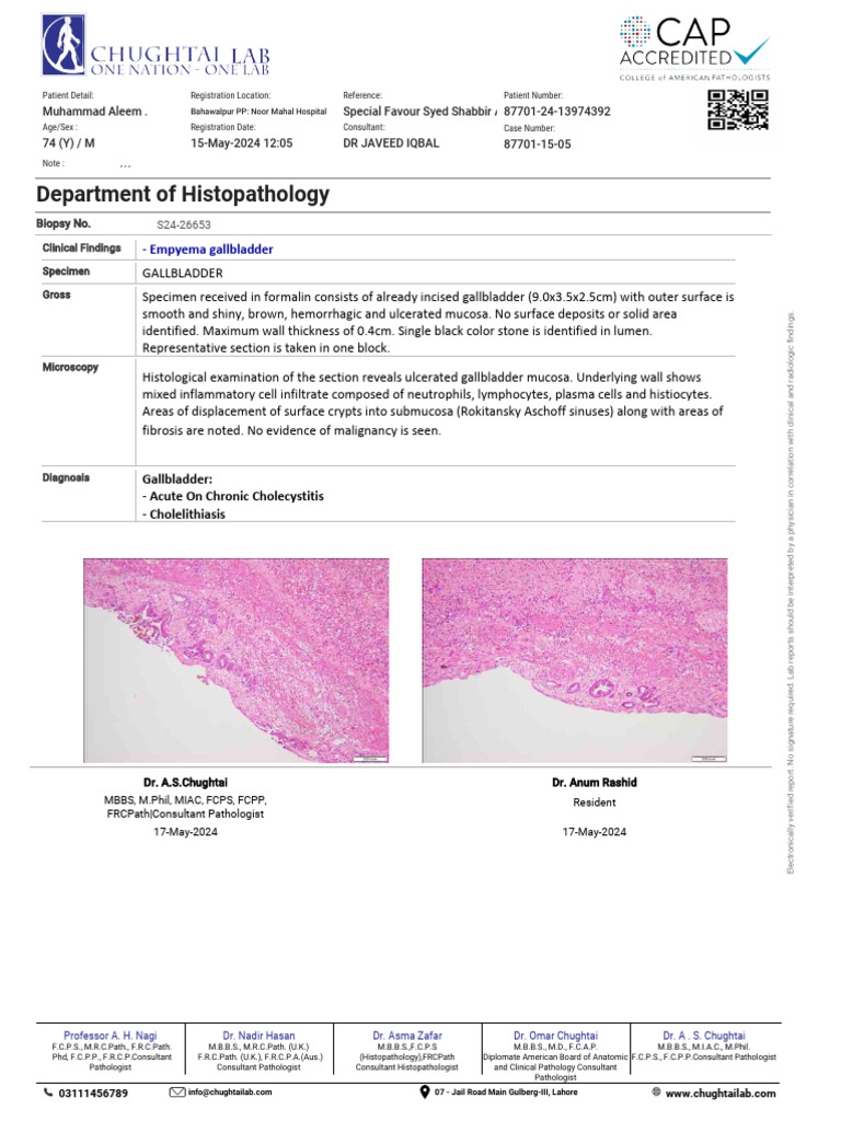 Gallbladder Biopsy Report: Cholecystitis | PDF | Pathology | Histopathology