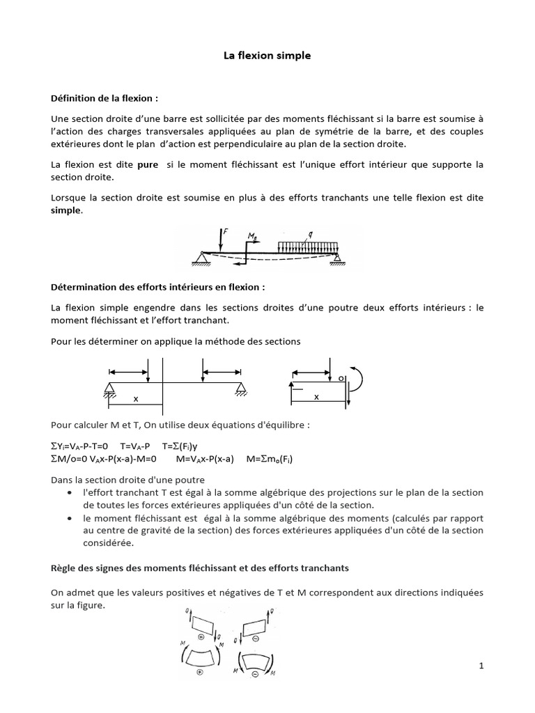 Définition de la flexion simple | PDF | Flexion (matériau) | Résistance ...