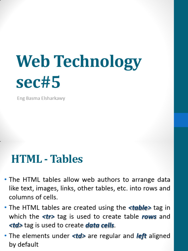 0000Web Technology sec5 | PDF | Html Element | Html