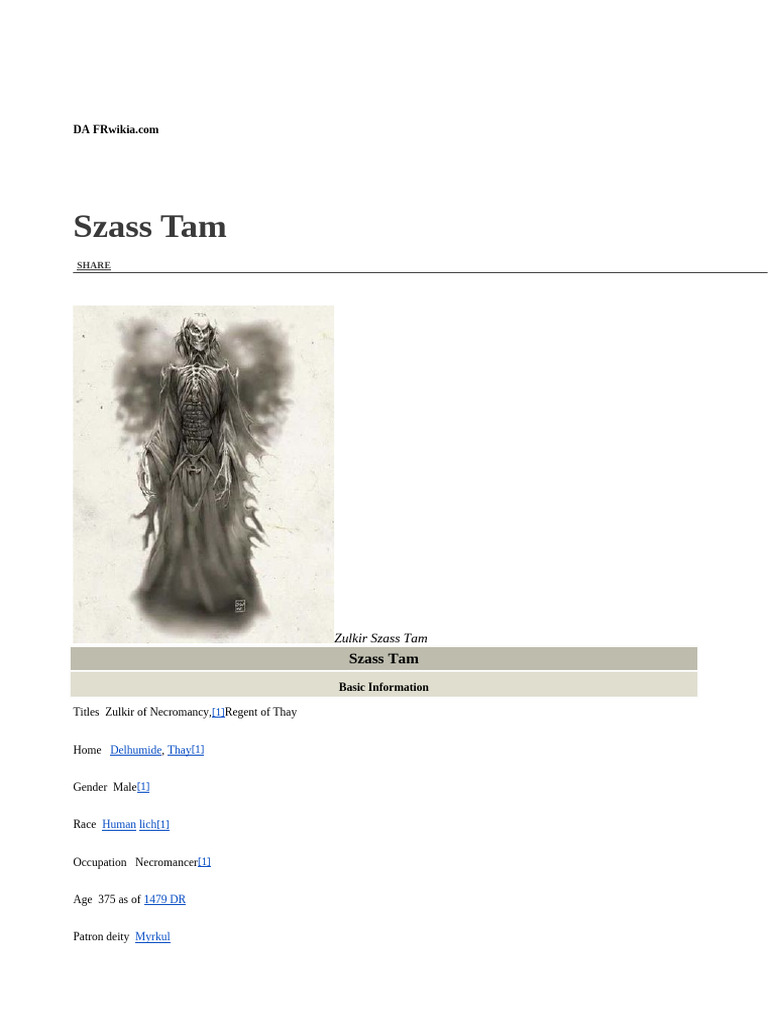 Szass Tam: Thay's Necromancer Ruler | PDF | Ed Greenwood | Forgotten Realms