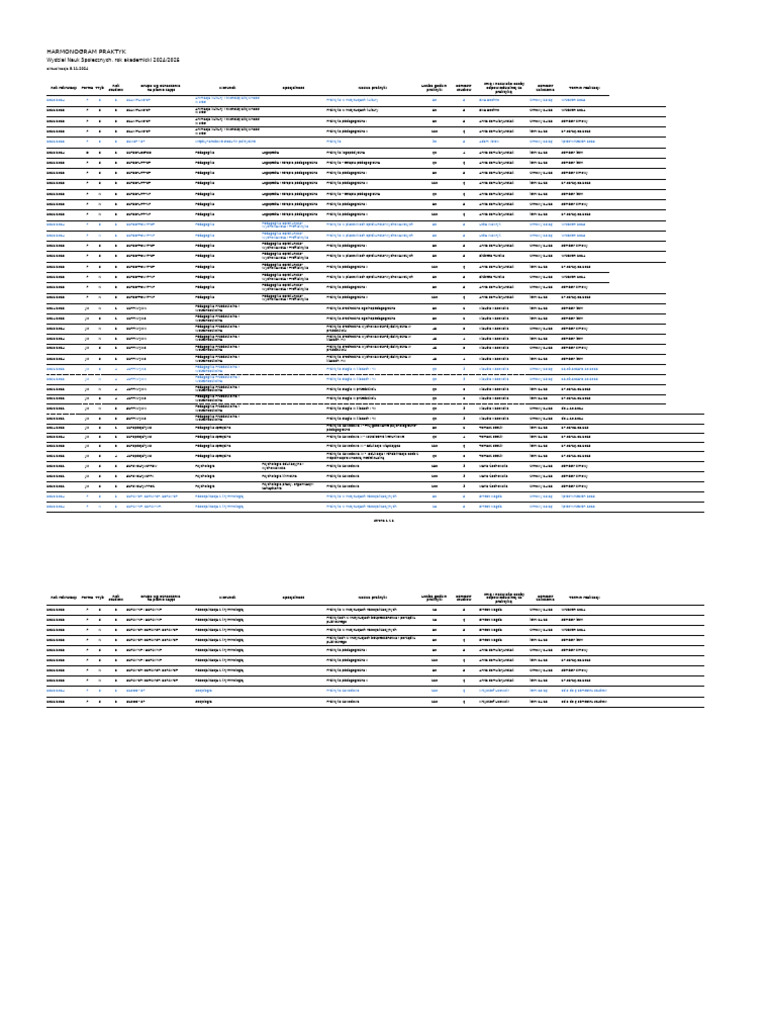 Harmonogram Praktyk 2024 2025 5112024 Www | PDF