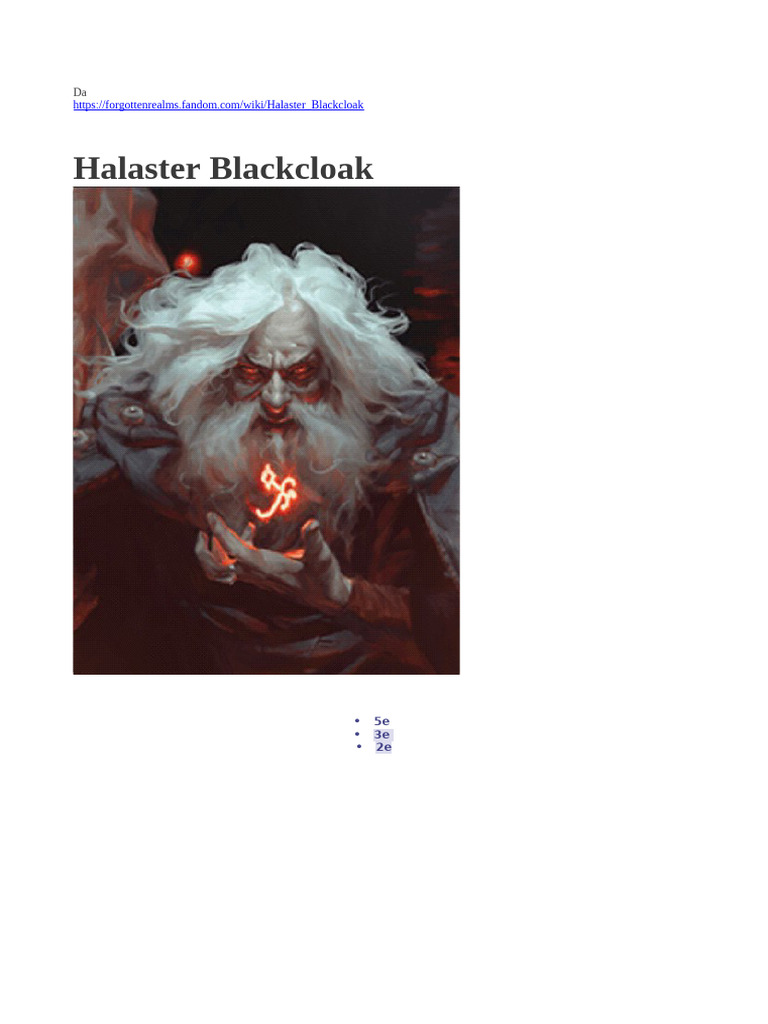 Halaster Blackcloak | PDF | Ed Greenwood | Wizards Of The Coast