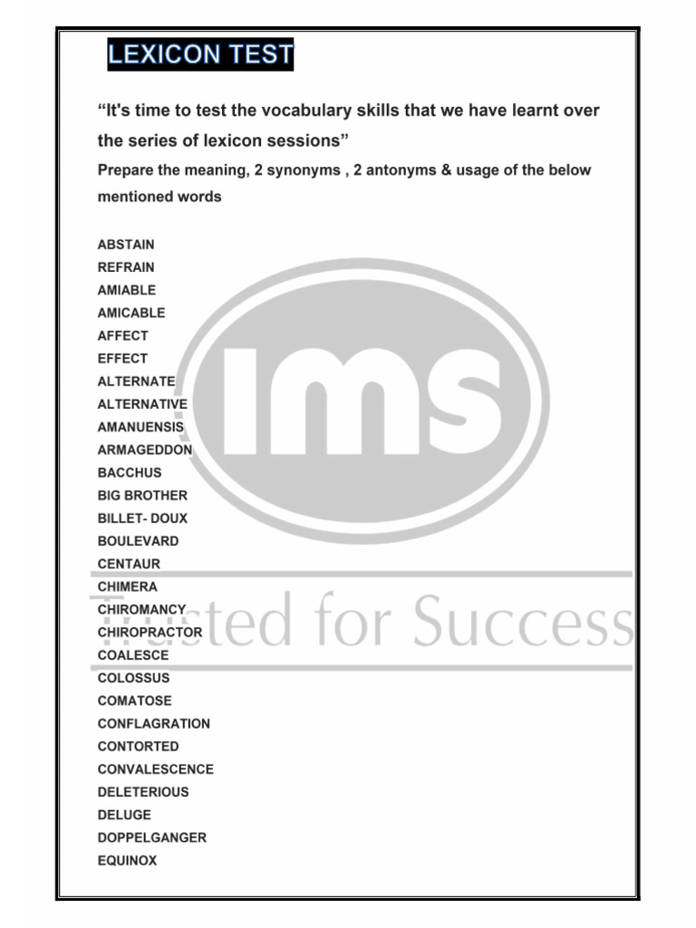 Lexicon Test | PDF