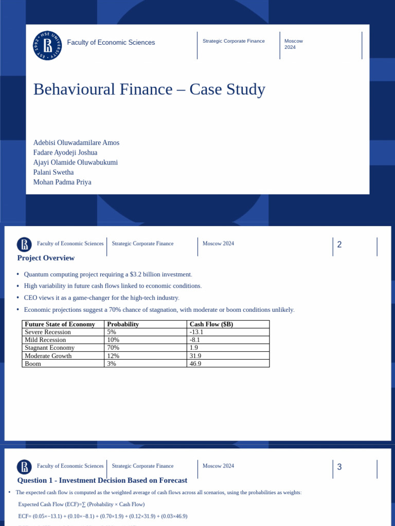 Behavioral Finance Case Study | PDF | Net Present Value | Discounted ...