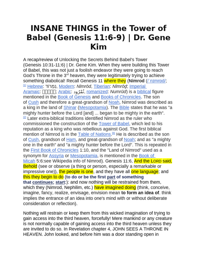 INSANE THINGS in The Tower of Babel | PDF | Nephilim | Book Of Genesis