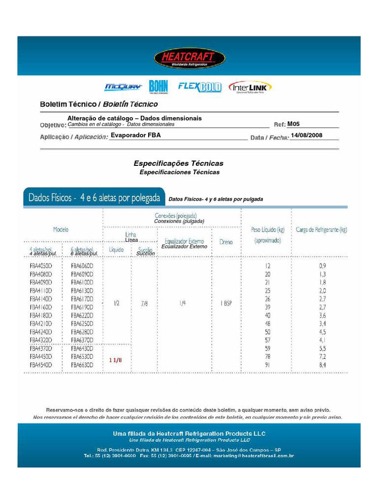 2008 M05 Evaporador-FBA | PDF