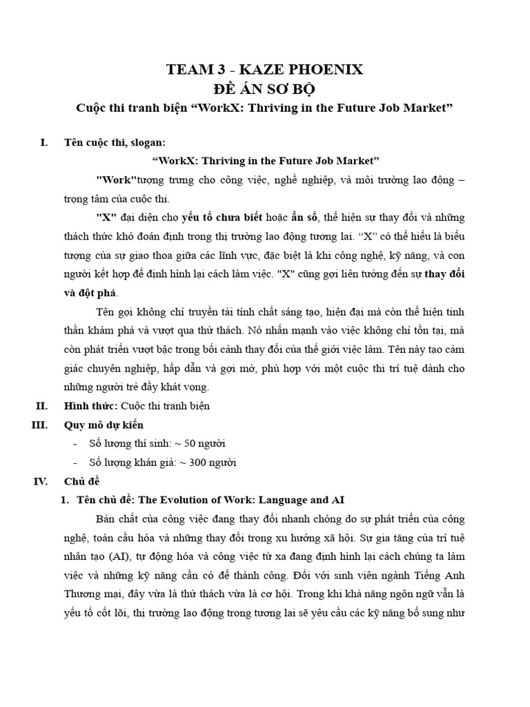 (TEAM 3 - KAZE PHOENIX) - ĐỀ ÁN SƠ BỘ - 09 - 12 - 2024 | PDF