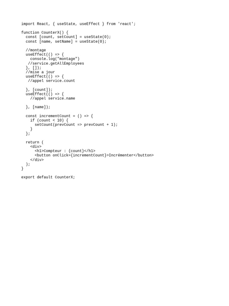 React Counter Component Example | PDF