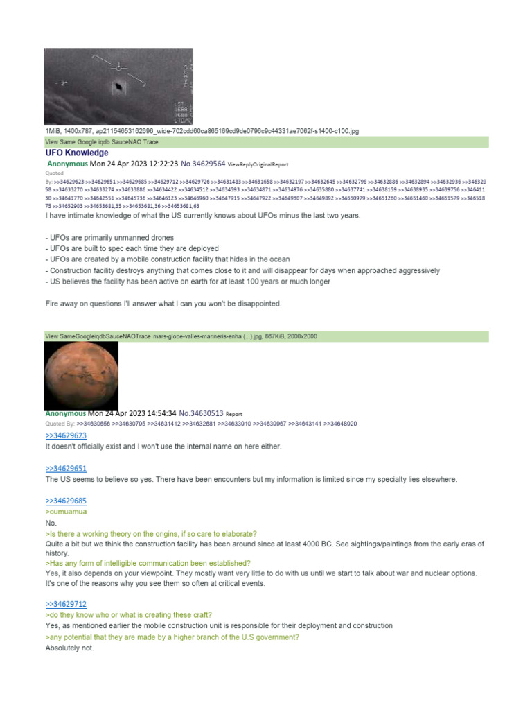 4chan_UFO_WHISTLEBLOWER_1 | PDF | Unidentified Flying Object | Space