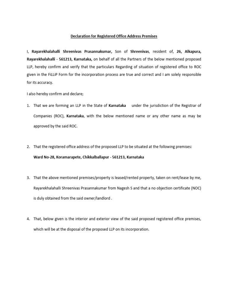 LLP Registered Office Declaration | PDF
