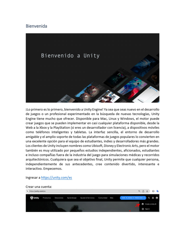 Guía de Introducción a Unity Engine | PDF | Unidad (motor de juego) | Ventana (informática)