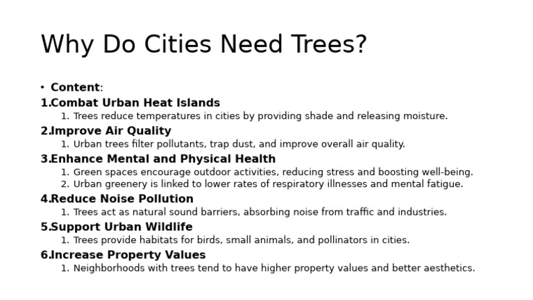 Why Do Cities Need Trees | PDF