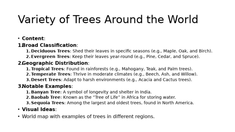 Variety of Trees Around The World | PDF