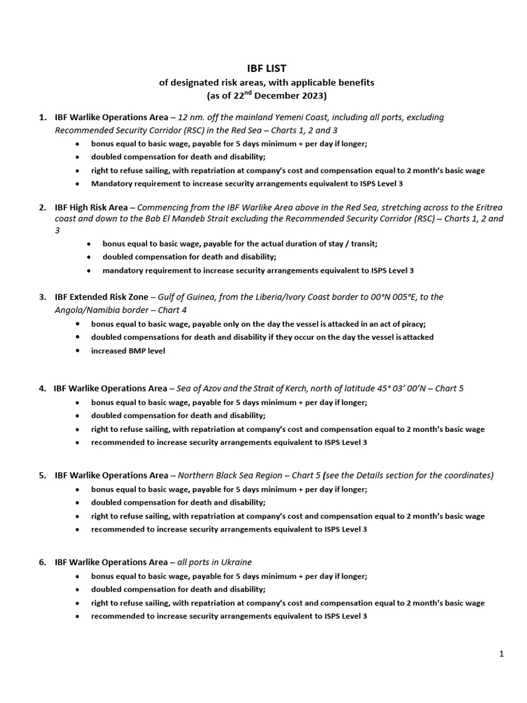 IBF list | PDF | Red Sea | Yemen