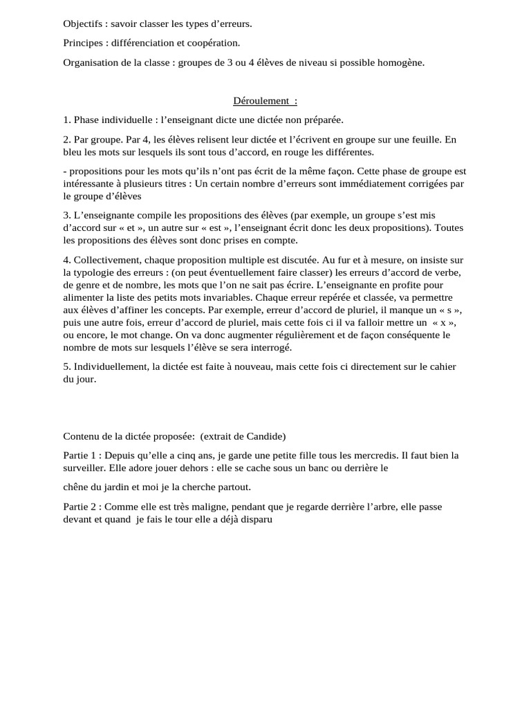 Optimiser la Correction des Erreurs en Dictée | PDF