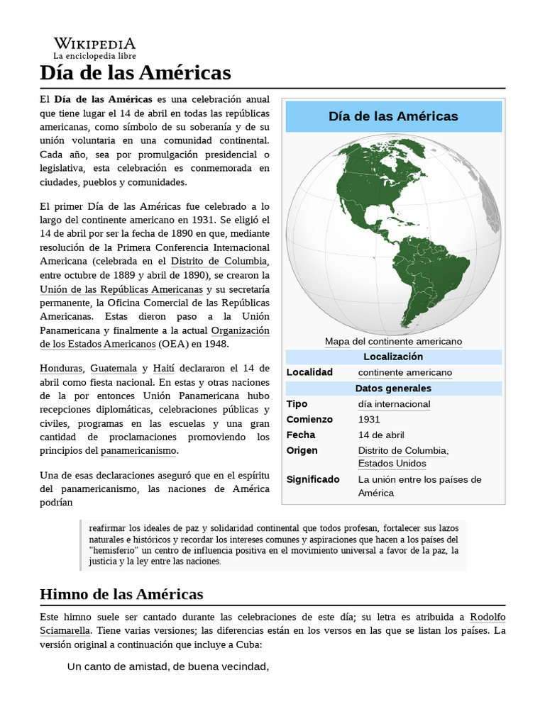 Día de las Américas: Celebración Continental | PDF