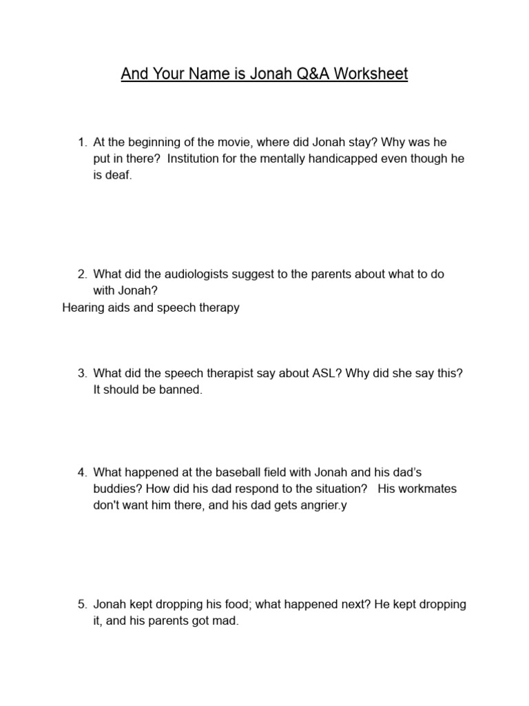 Jonah's Journey: Deafness and Acceptance | PDF