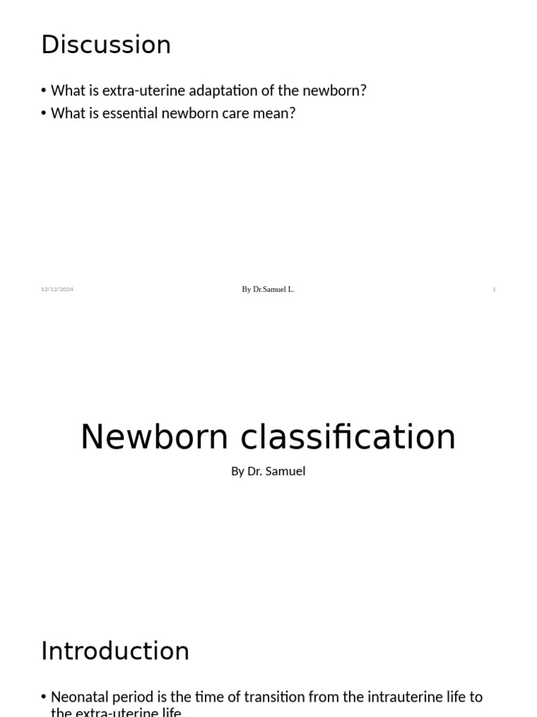 Newborn Classification & Care Guide | PDF
