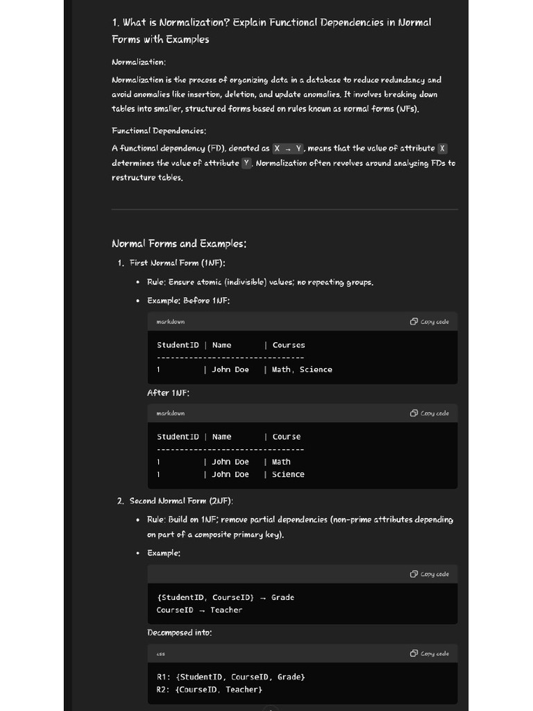 DBMS Mid 2 Answers - Long | PDF