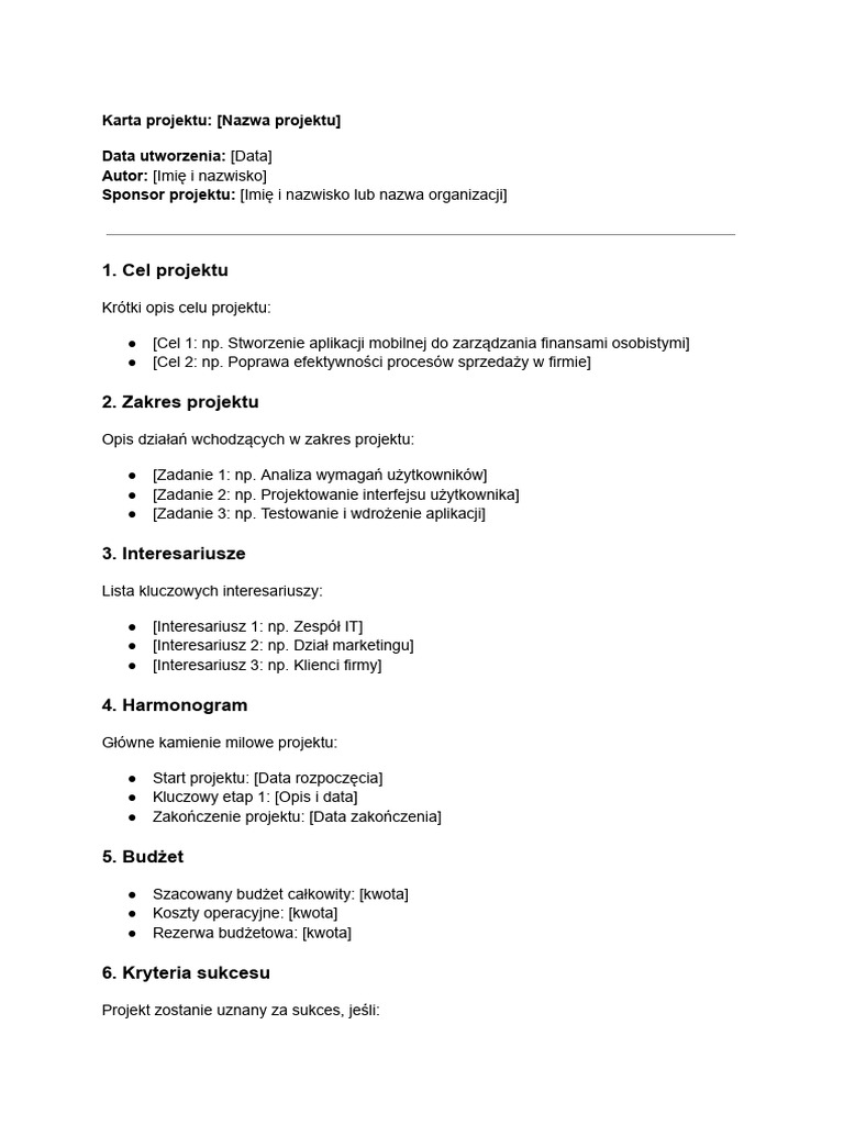 Karta projektu_ [Nazwa projektu] | PDF