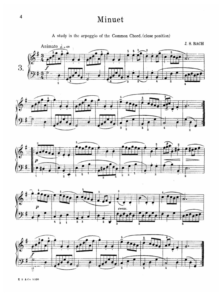 Minueto Nº3 BACH G Mayor | PDF