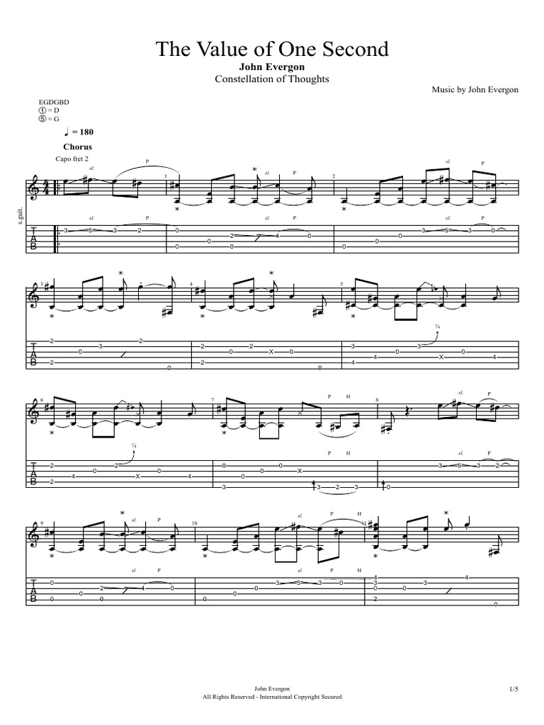 The Value of One Second: Music Score | PDF