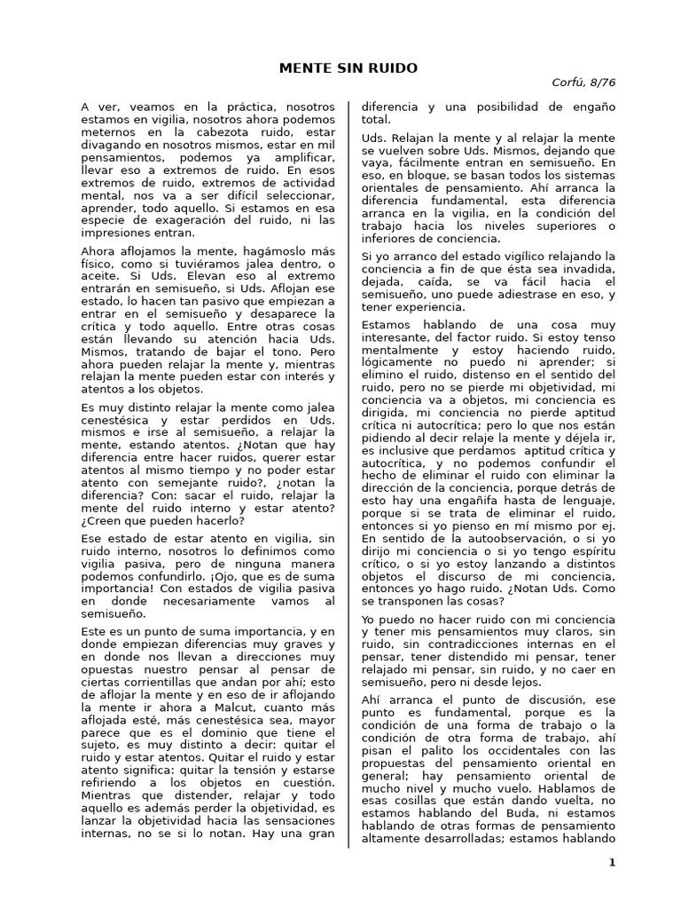Mente Sin Ruido: Vigilia y Atención | PDF | Pensamiento | Mente