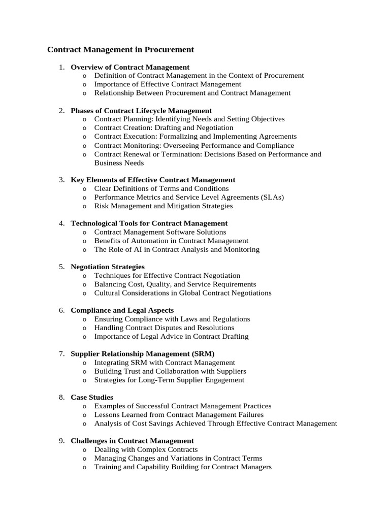Contract Management in Procurement | PDF | Business