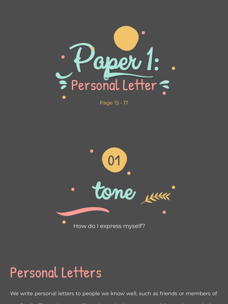 Paper 1 - Creative Writing - Personal Letter | PDF | Human Communication