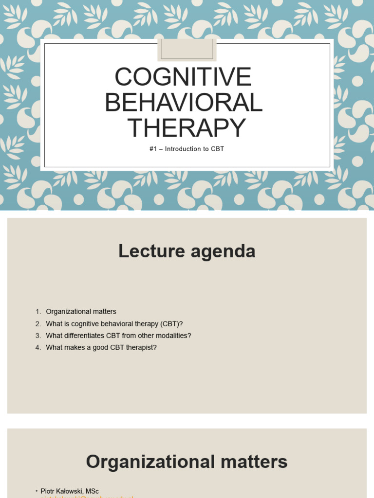Cognitive Behavioral Therapy 1 | PDF | Cognitive Behavioral Therapy | Psychotherapy