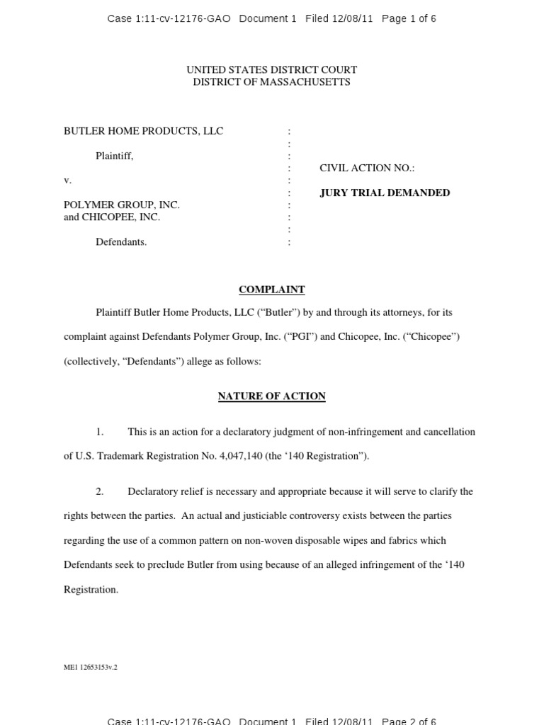 11 12176 Gao | PDF | Declaratory Judgment | Trademark