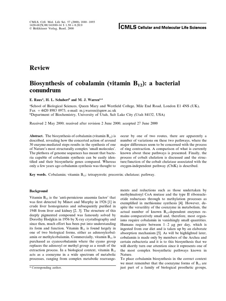 Biosíntesis B12 | PDF | Active Site | Biosynthesis