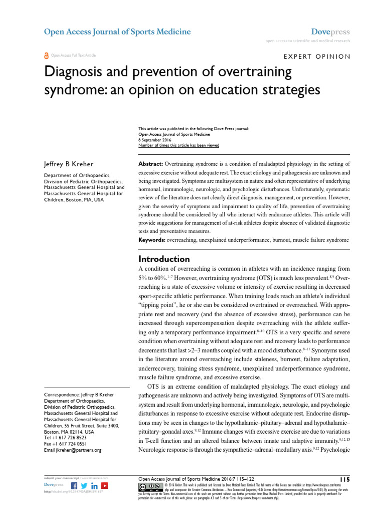 OAJSM 91657 Diagnosis and Prevention of Overtraining Syndrome Education ...