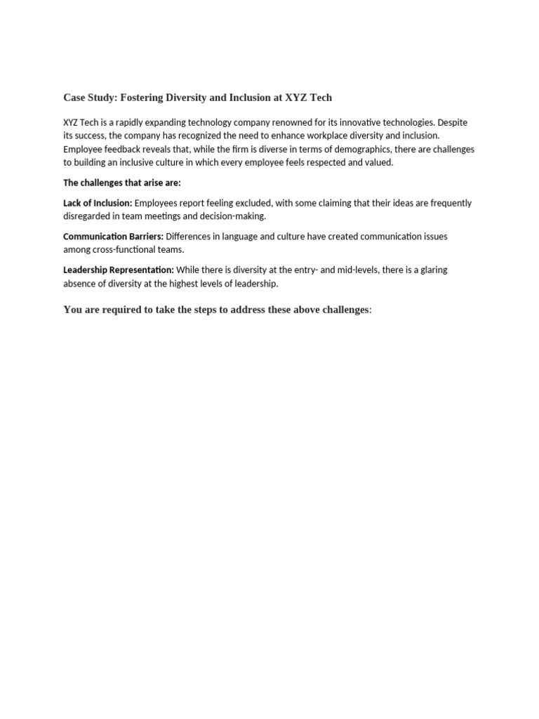 Case Study Exercise on Workplace Diversity | PDF