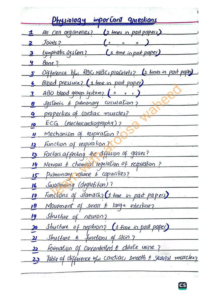 Important Questions 1st Year | PDF