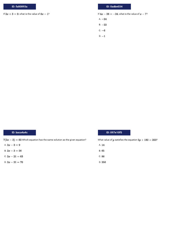 SAT Suite Questions New | PDF | Triangle | Equations