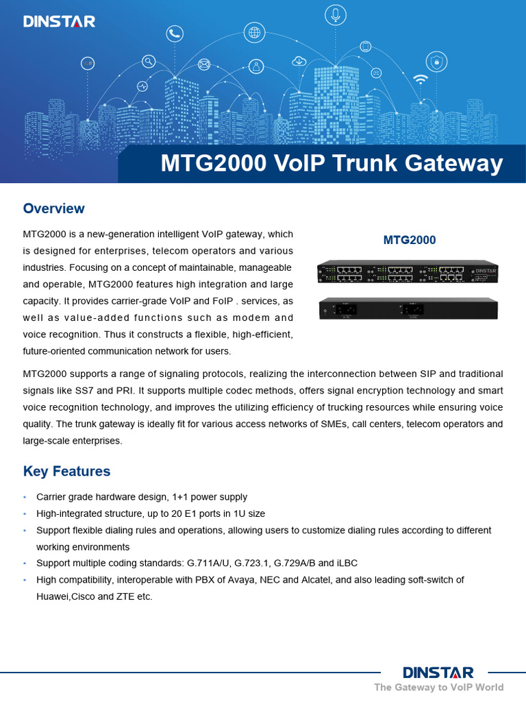 MTG2000 VoIP Trunk Gateway Overview | PDF | Voice Over Ip | Session ...