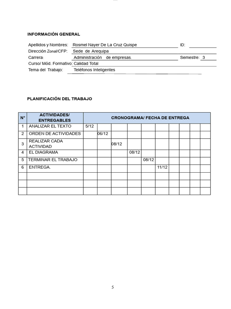 Calidad Total Entregable - E02 | PDF | Diferencia