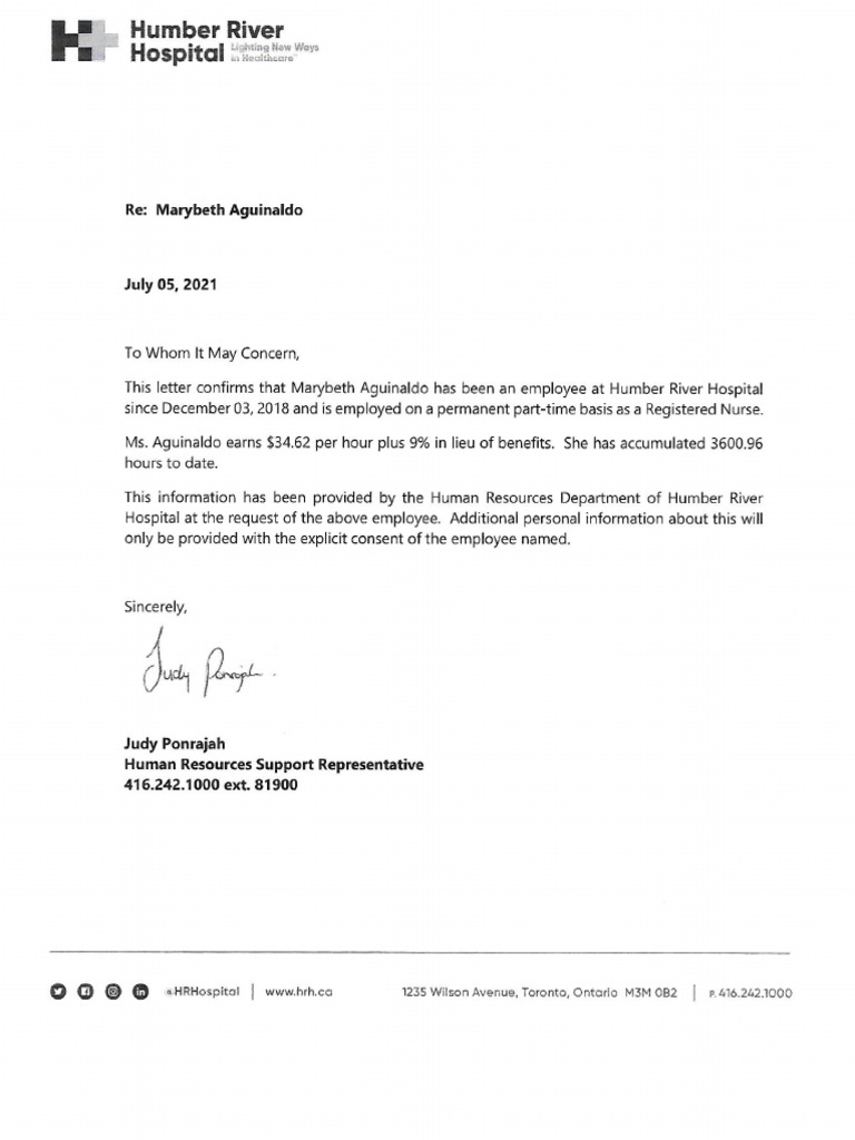 Emplyment Letter HRH | PDF