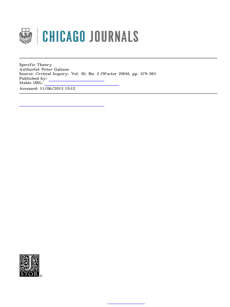 Peter Galison - Specific Theory | PDF | Science | Theory