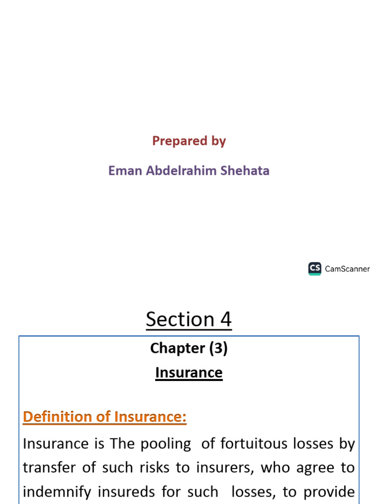 Section 4 insuranc | PDF | Insurance | Risk